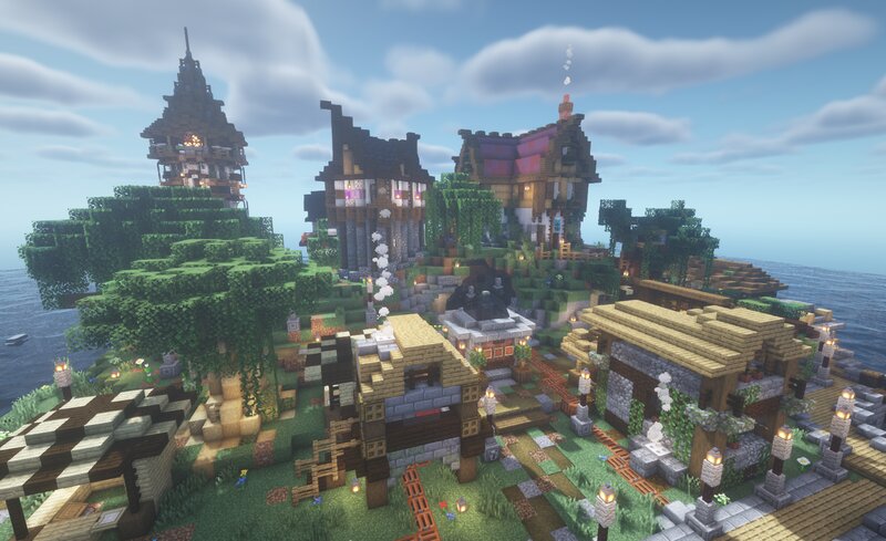 Fishing Village Island - Built on play.wildcraftmc.com Minecraft Map