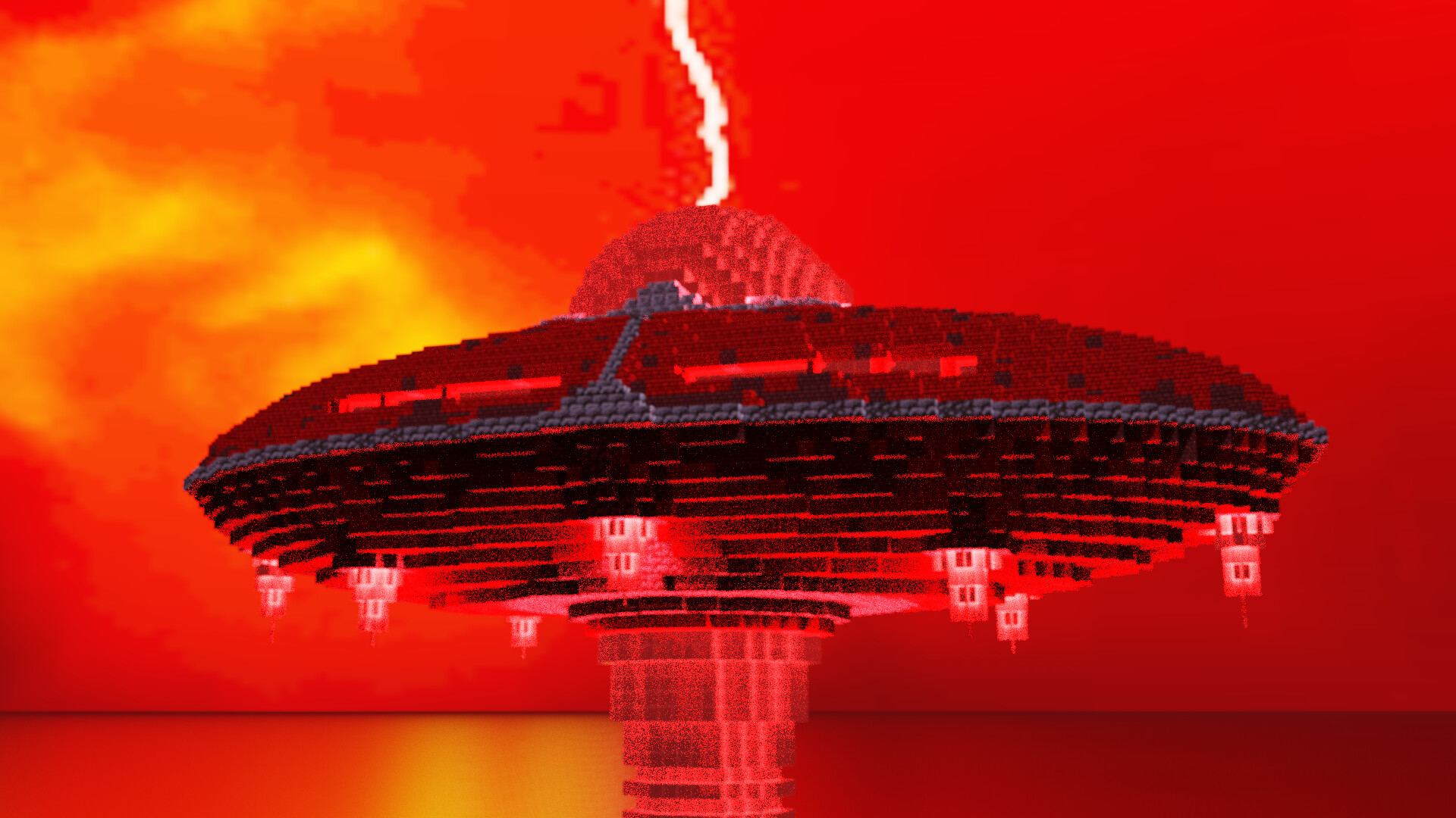Floating UFO for PEWDIEPIE's Hardcore Minecraft Base Minecraft Map