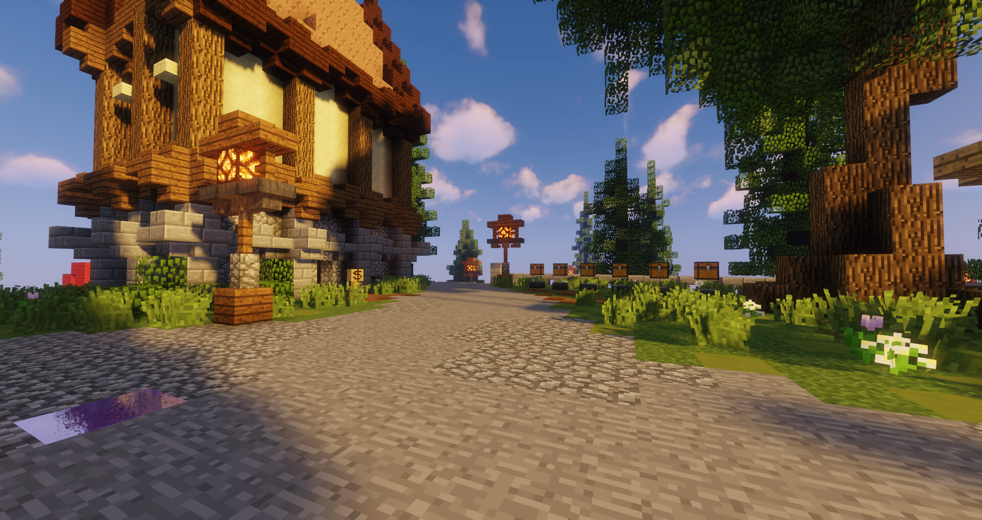 HCF Spawn + Road ~ Village Theme 123x123 Minecraft Map