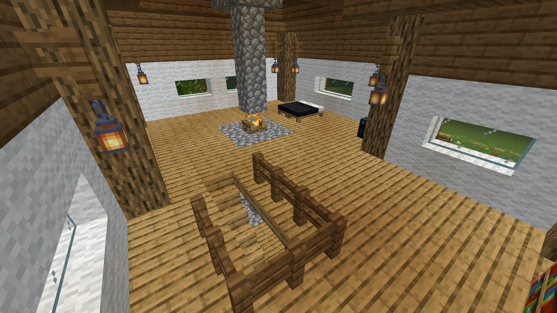 Wood and Wool House with Garden Minecraft Map