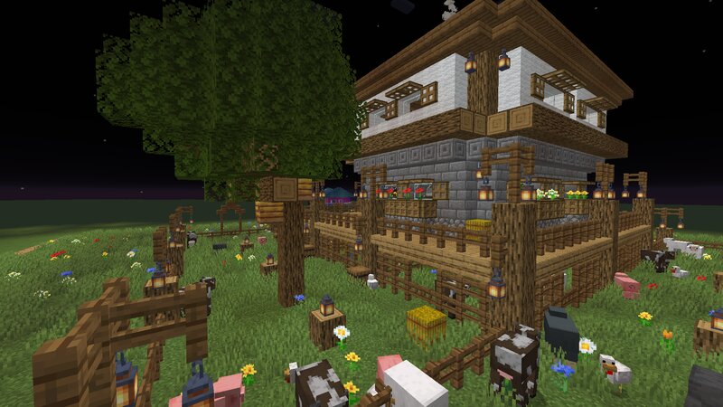 Wood and Wool House with Garden Minecraft Map