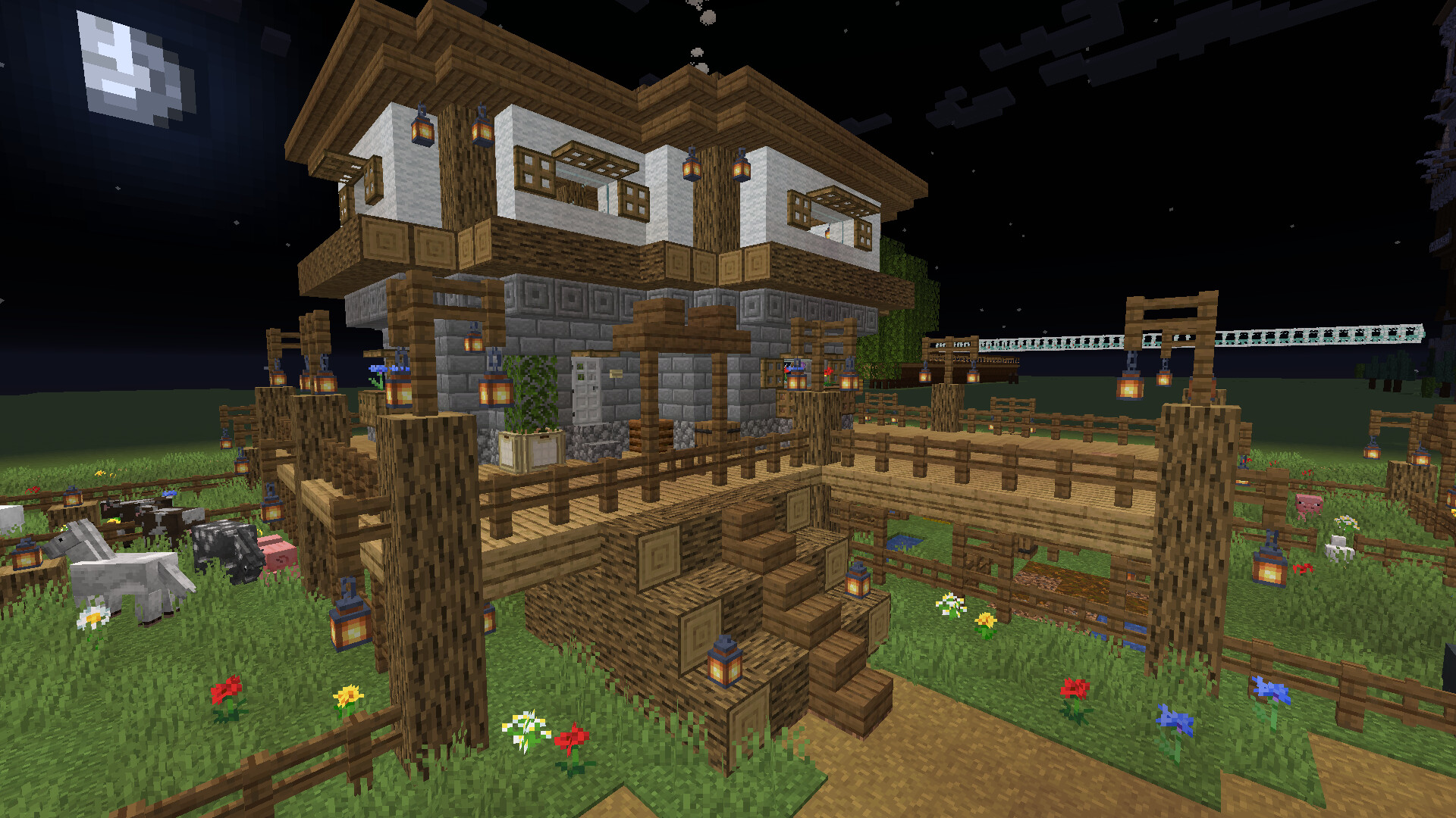 Wood and Wool House with Garden Minecraft Map