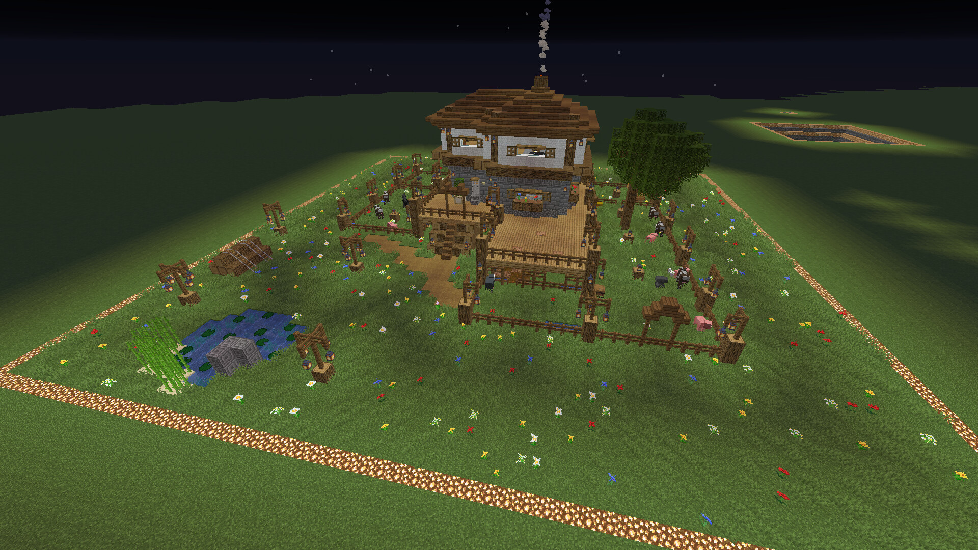 Wood and Wool House with Garden Minecraft Map