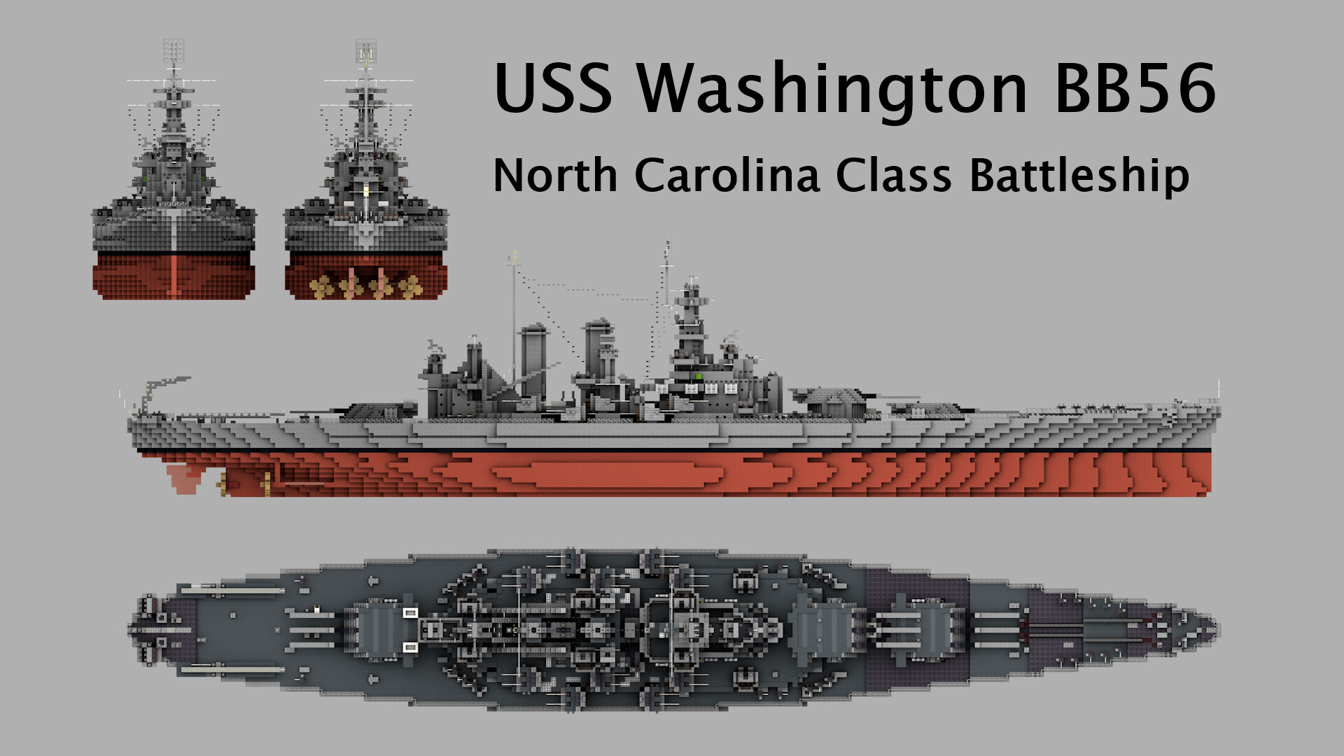 USS Washington BB56 1942 1:1 Scale Minecraft Map