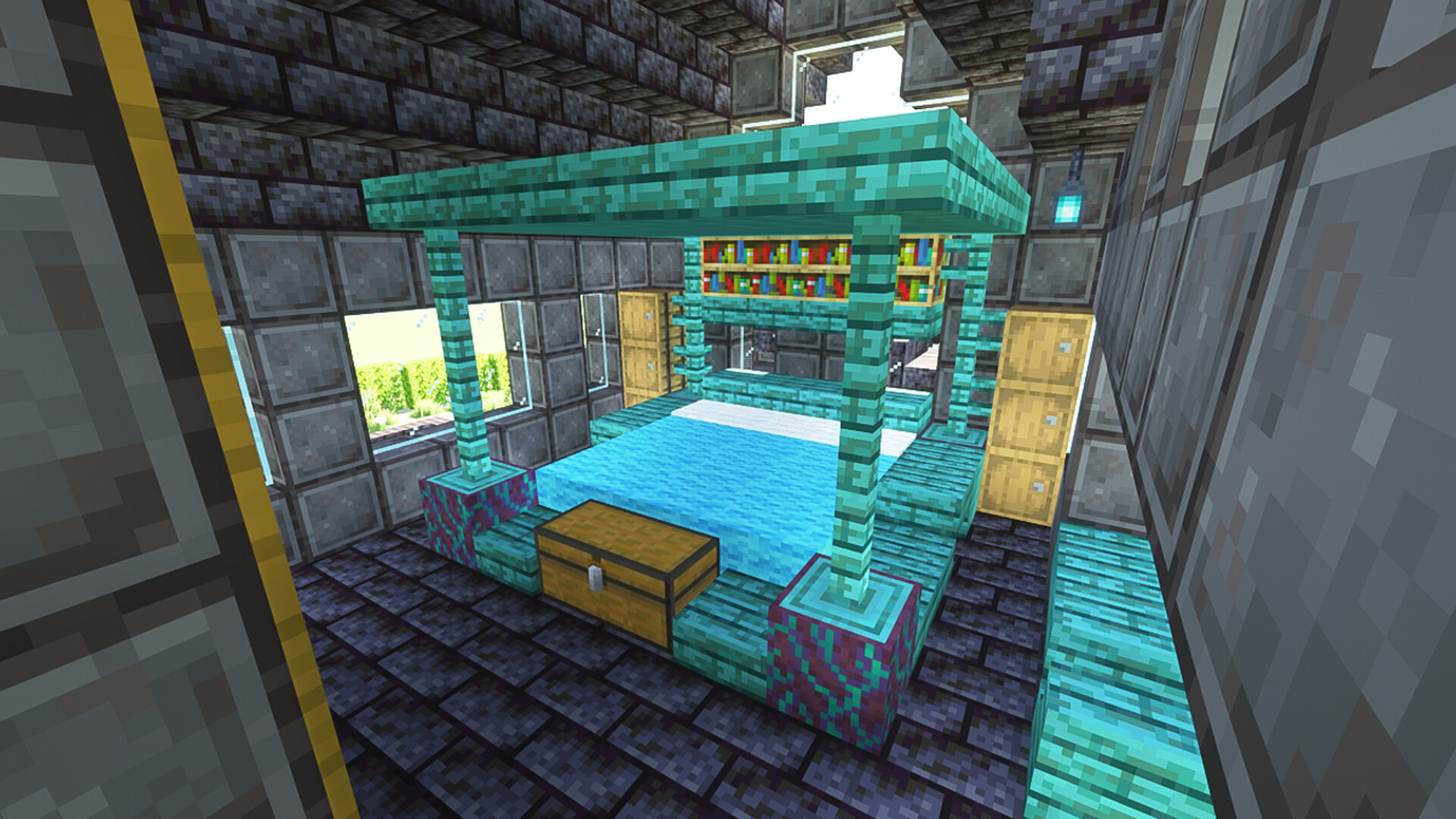 Netherite Country Cabin ; HOUSE AND PROPERTY Minecraft Map