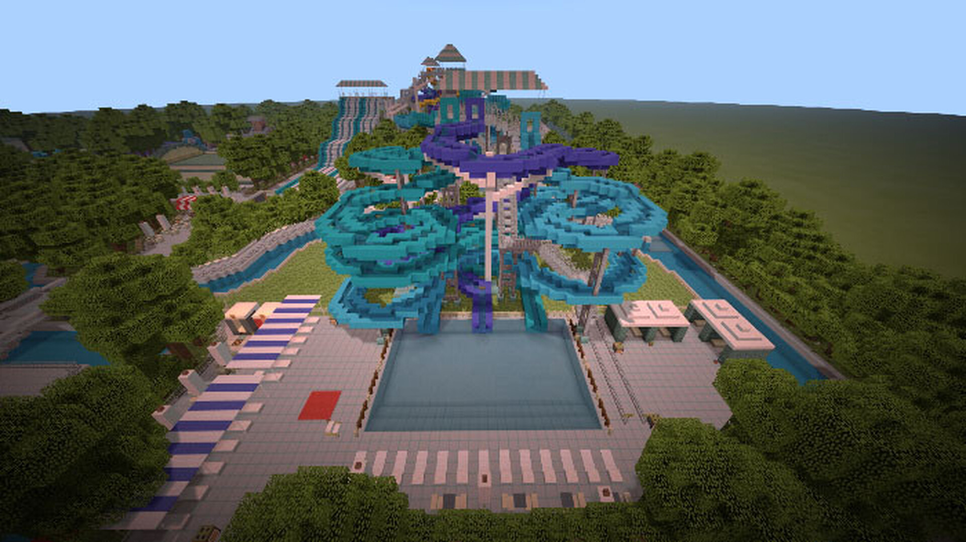 MAP WATERPARK MEGA MINECRAFT PE MCPE Minecraft Map