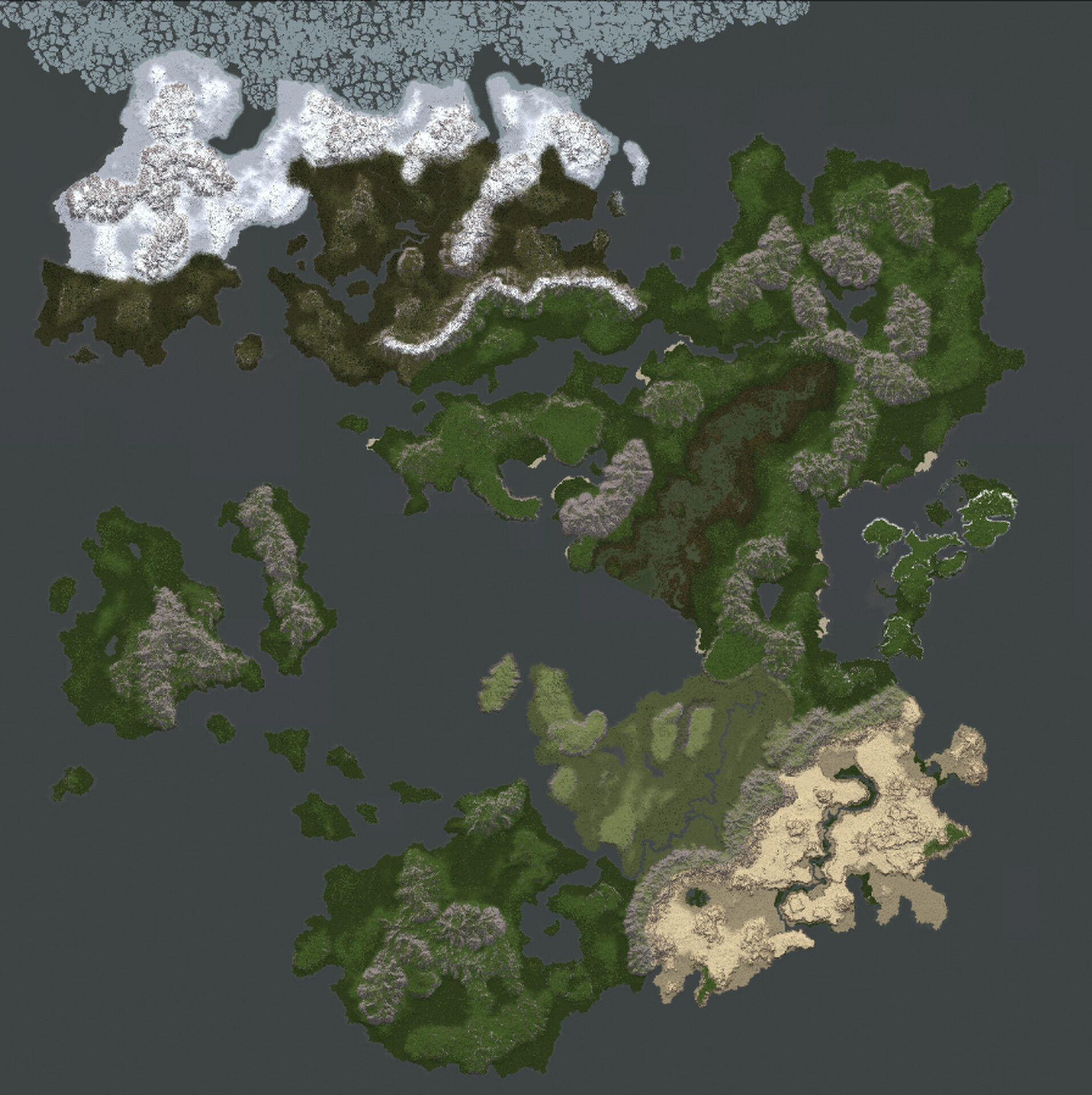 Horvalen, Huge 16k x 16k custom map for Conquest Reforged Minecraft Map