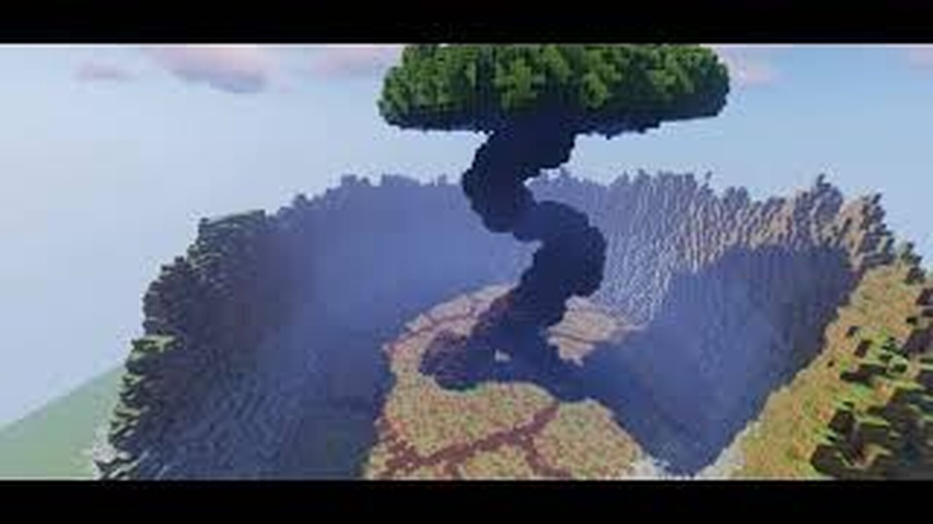 a tree encircled in the mountains Minecraft Map