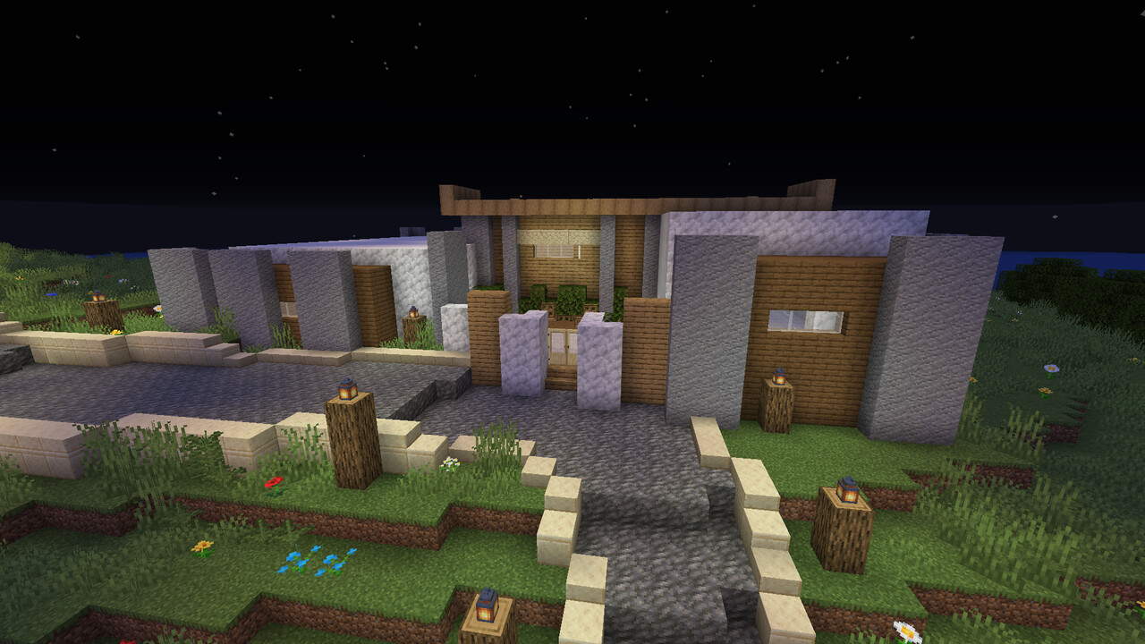 Modern House with Swimming Pool on an Island Minecraft Map