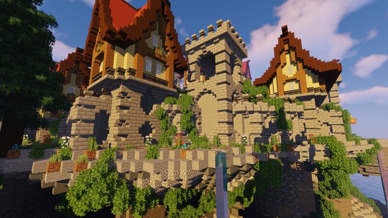 Castle Hub Cute Little Town Minecraft Map