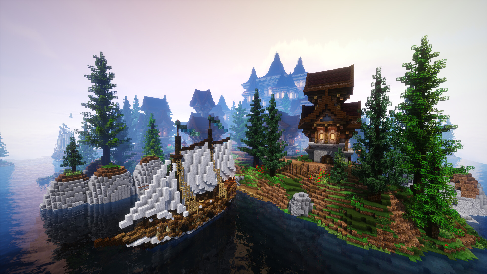 Large Server Hub Stoneland Village Minecraft Map