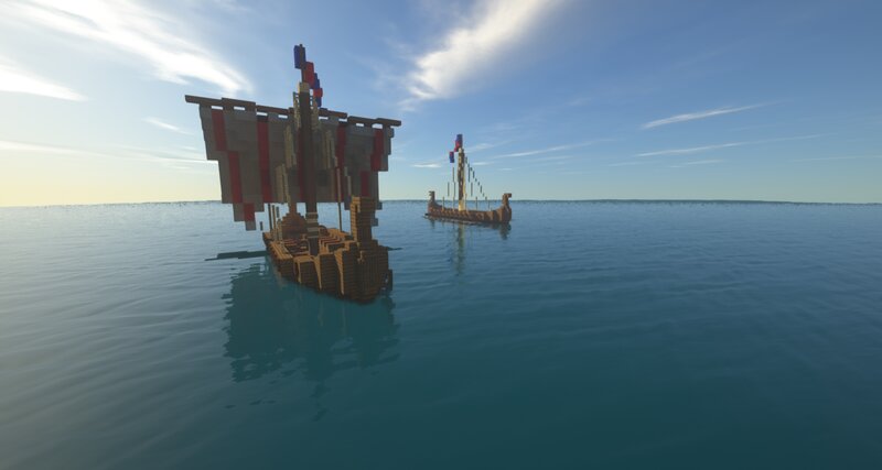 Medieval Ship Longship/Drakkar "Frostbryter" & "Hammerslag" Minecraft Map