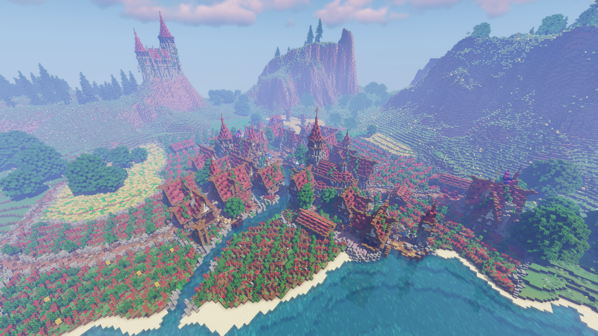 The Valley of Rosefolk - A Medieval Town + Farmlands Minecraft Map