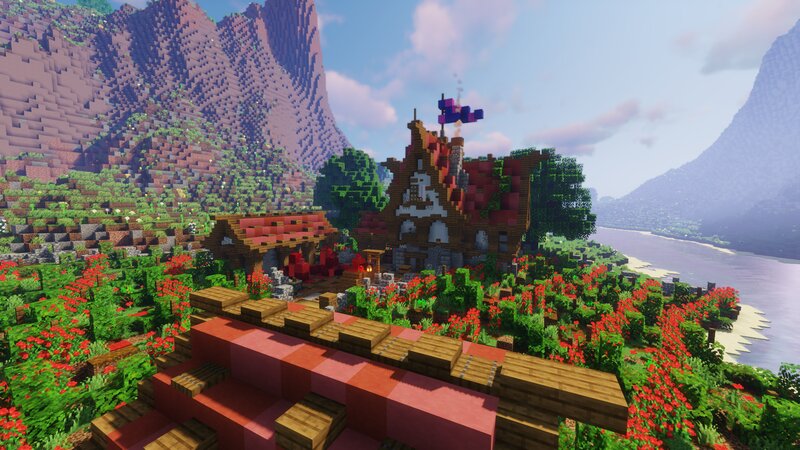 The Valley of Rosefolk - A Medieval Town + Farmlands Minecraft Map