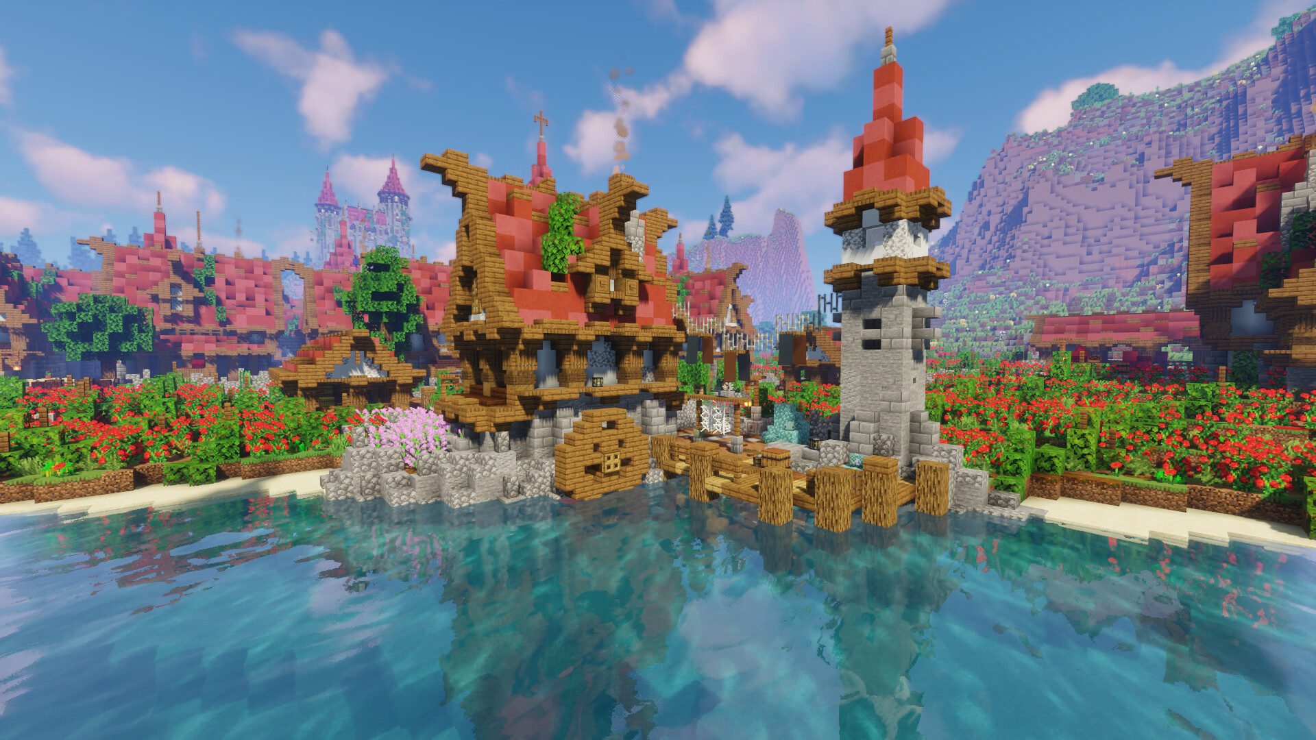 The Valley of Rosefolk - A Medieval Town + Farmlands Minecraft Map