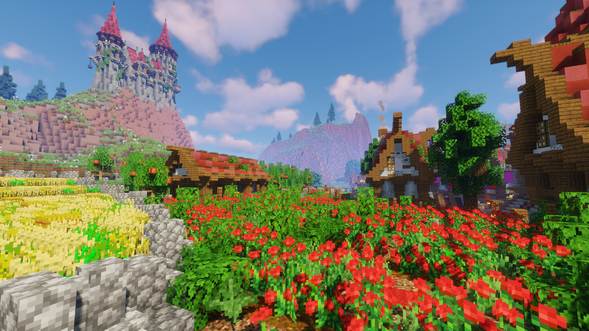 The Valley of Rosefolk - A Medieval Town + Farmlands Minecraft Map