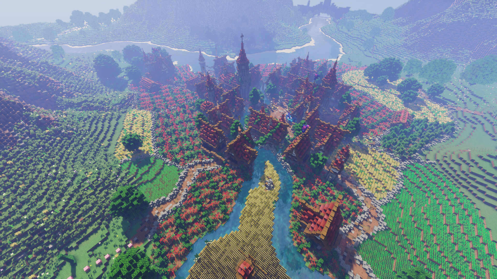 The Valley of Rosefolk - A Medieval Town + Farmlands Minecraft Map