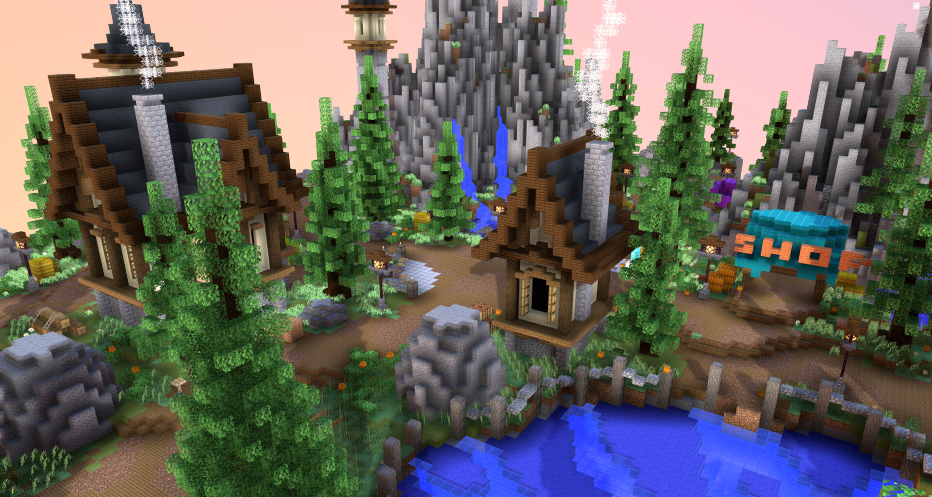 HCF Spawn + Road ~ Forest 153x153 Minecraft Map