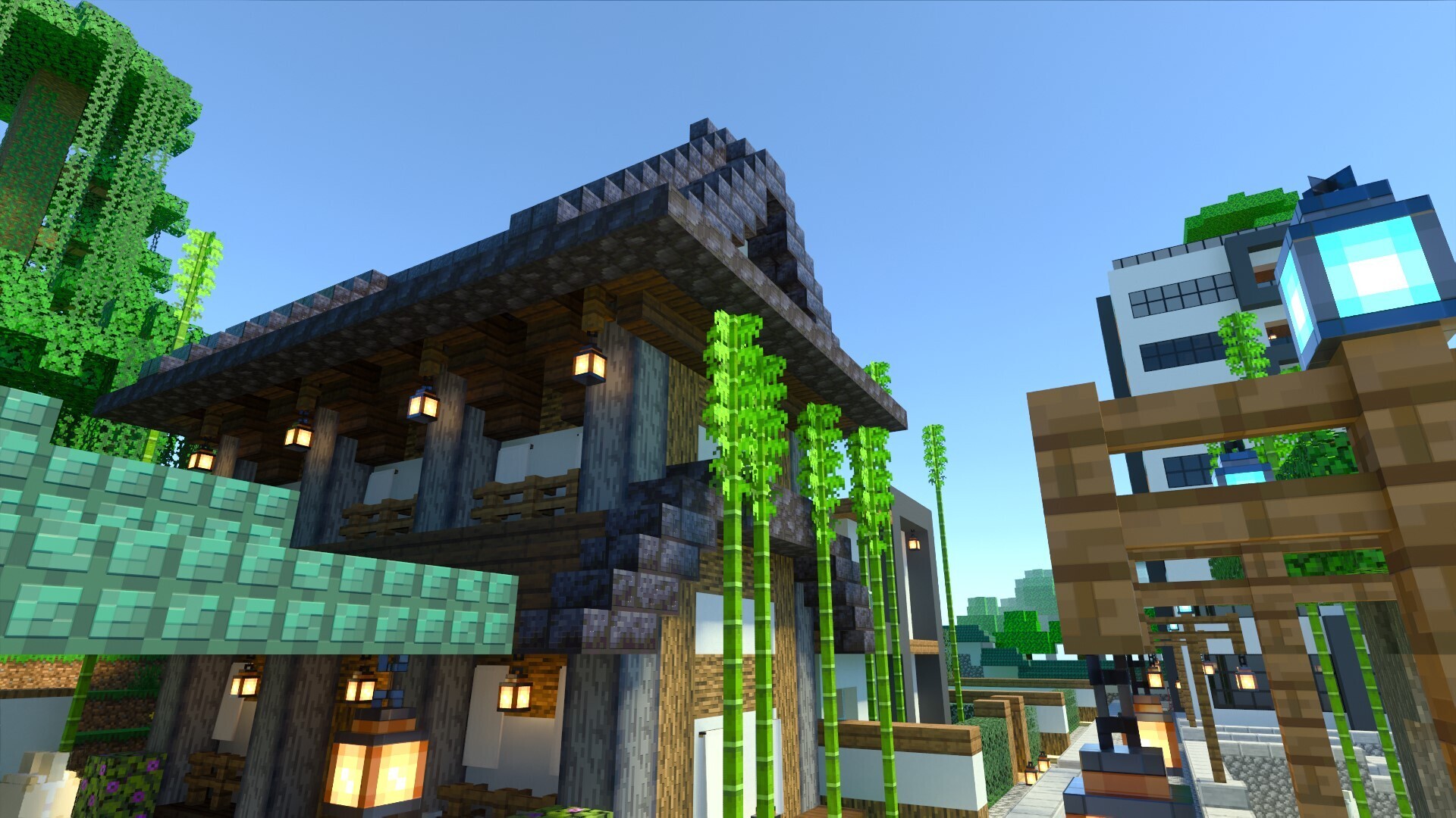 Modern town Realm ready, Minecraft Bedrock Minecraft Map