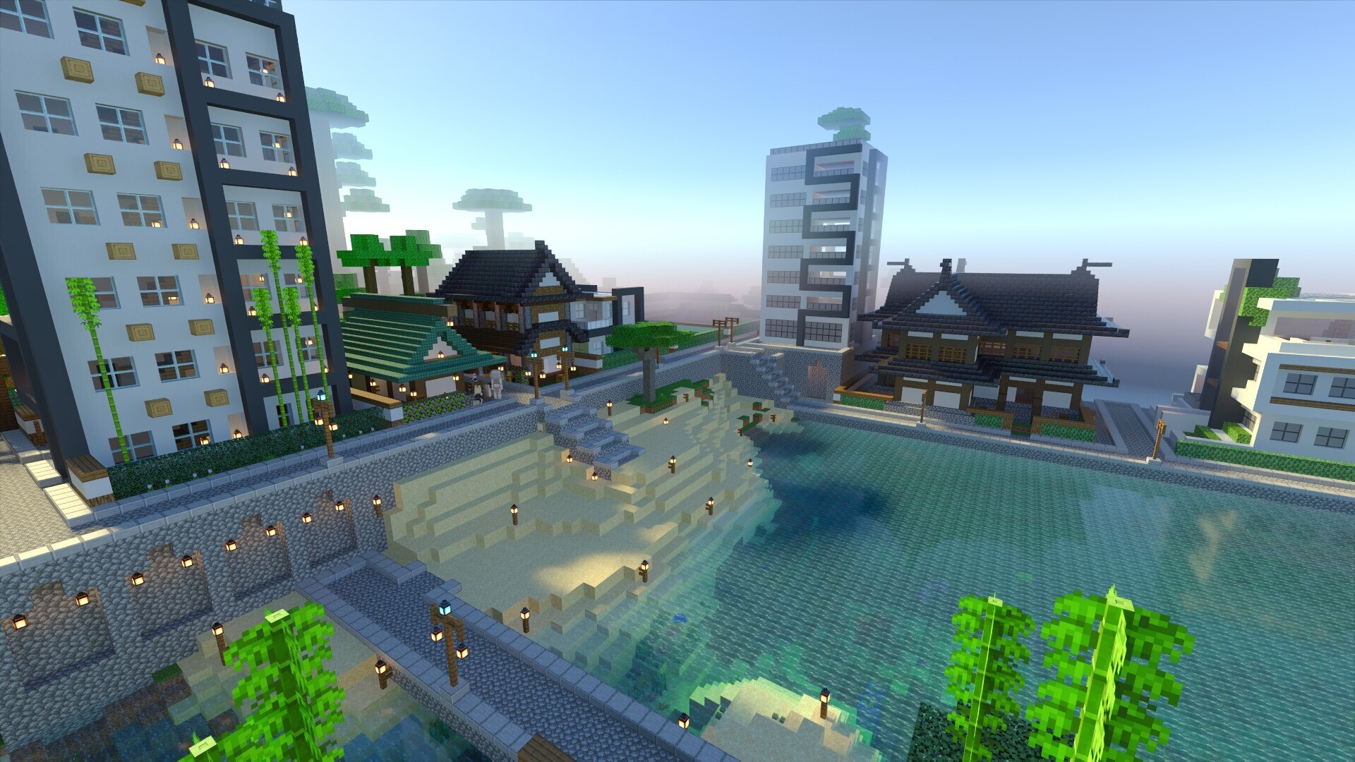 Modern town Realm ready, Minecraft Bedrock Minecraft Map