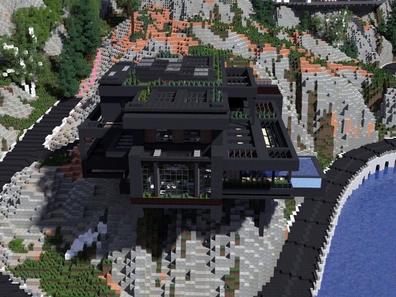 Modern Cliffside Villa 4 | interiors + download Minecraft Map