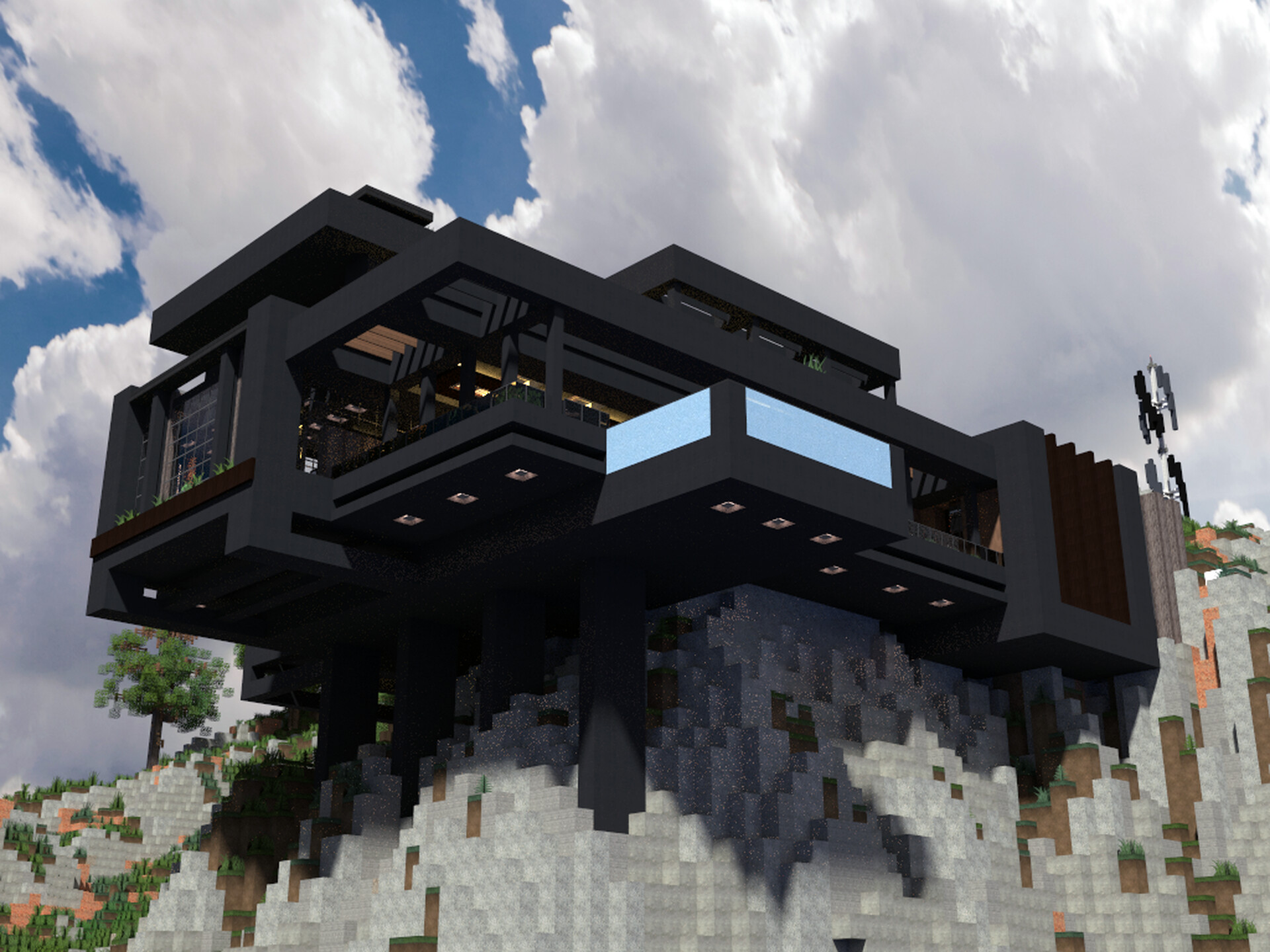 Modern Cliffside Villa 4 | interiors + download Minecraft Map