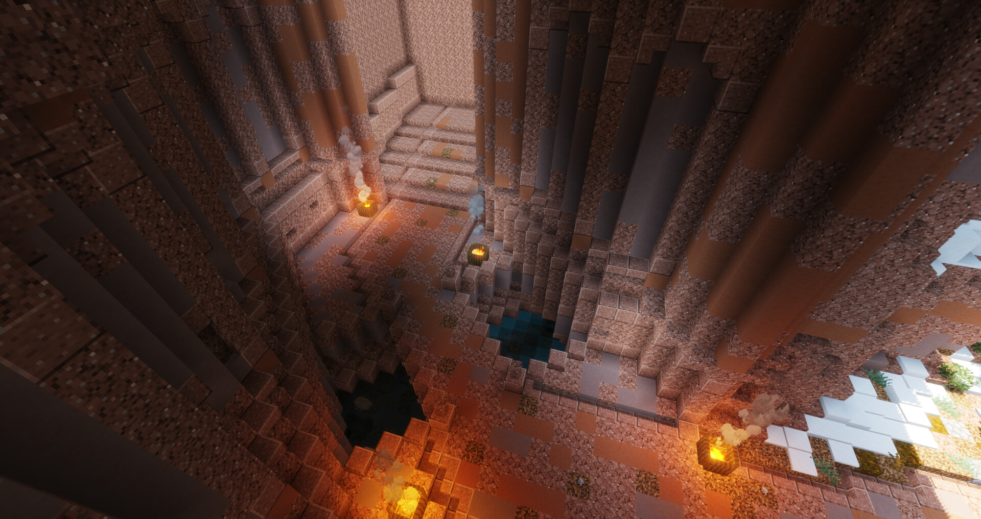 A Dwarven Gate Carved Into a Snowy Red Cliff Minecraft Map