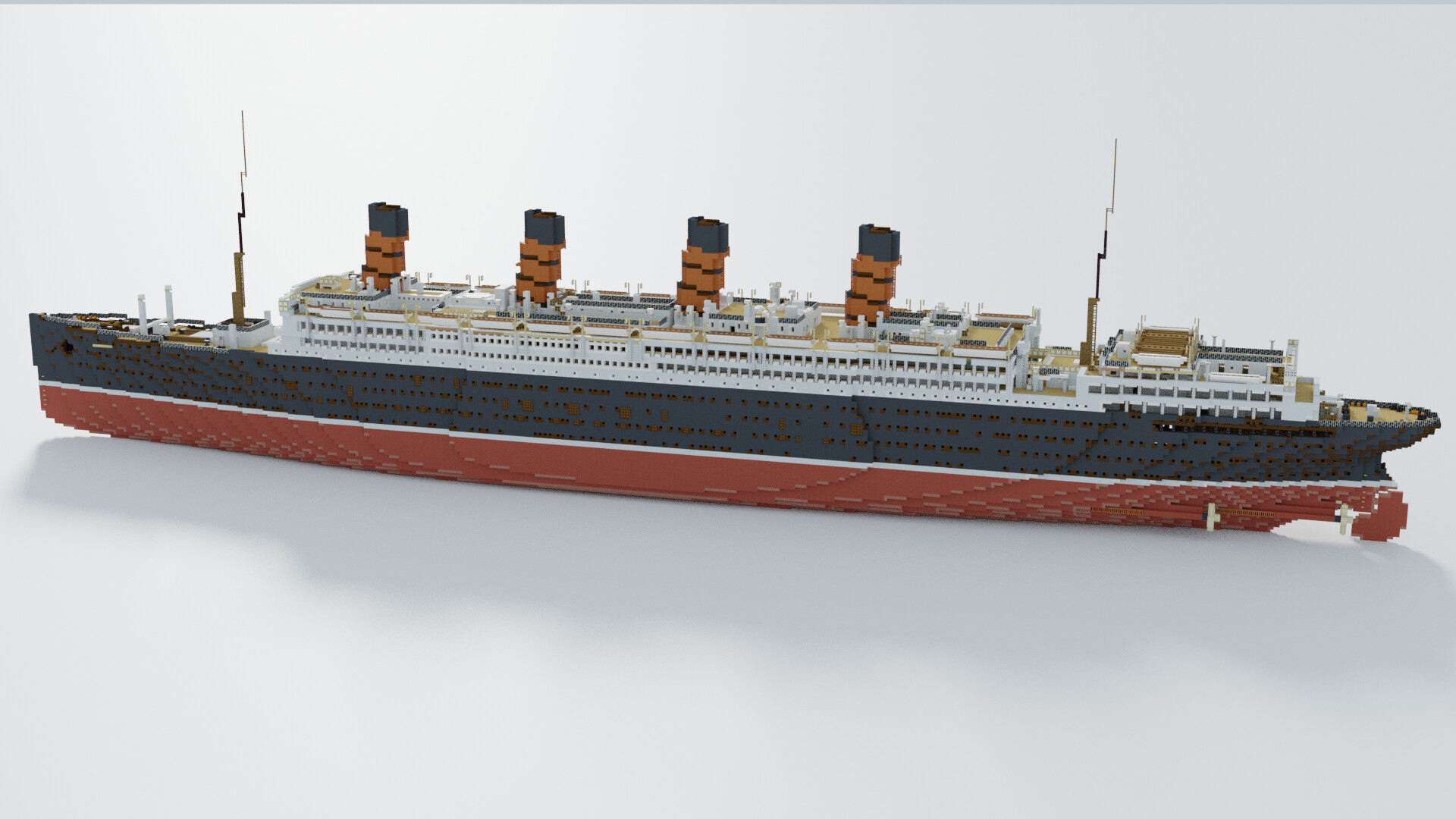RMS Aquitania 1914 1:1 Exterior Only (Bedrock+Java) Minecraft Map