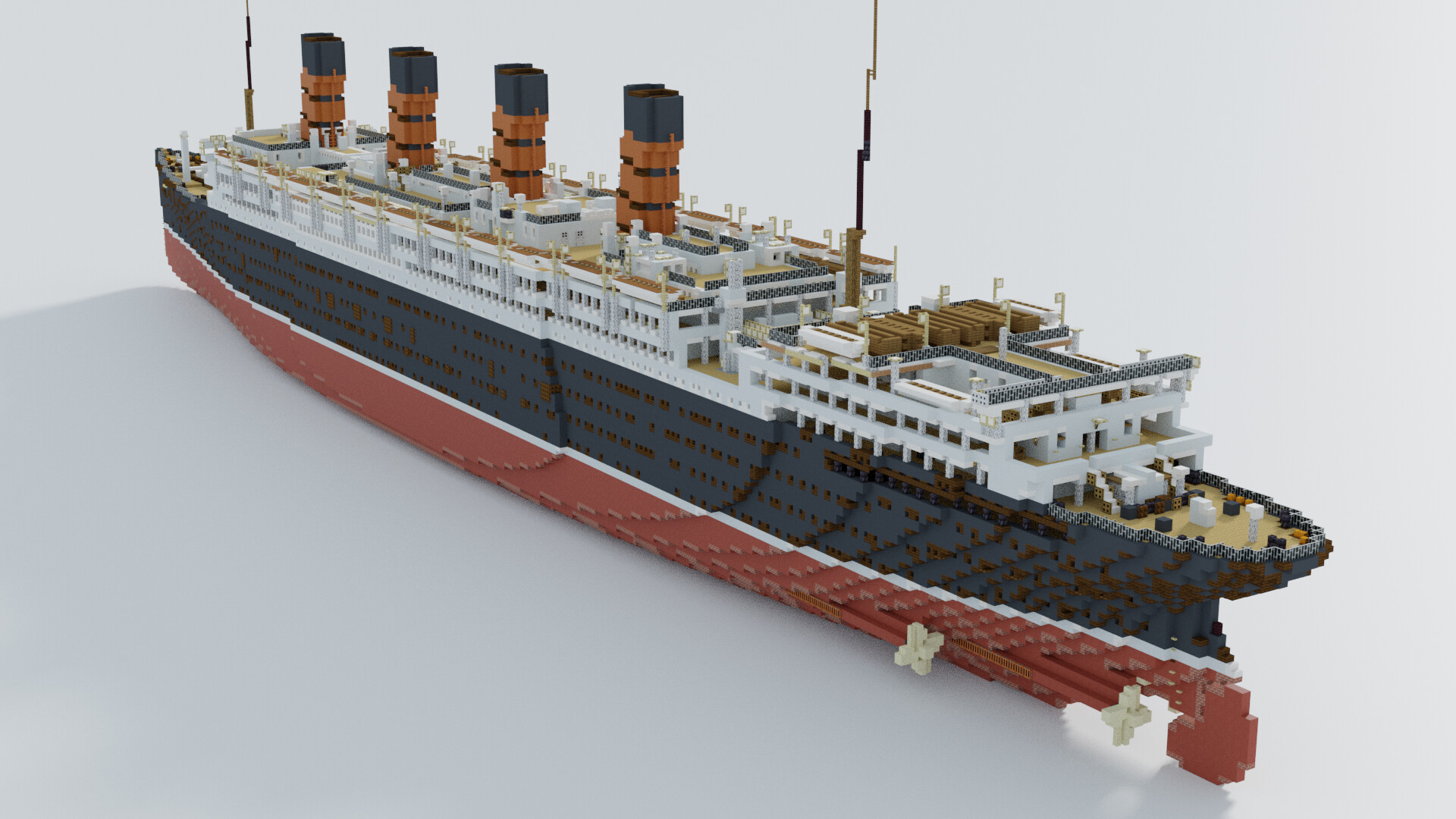 RMS Aquitania 1914 1:1 Exterior Only (Bedrock+Java) Minecraft Map