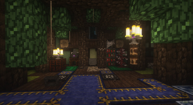 Inside the Witches House + two house on Legs Minecraft Map