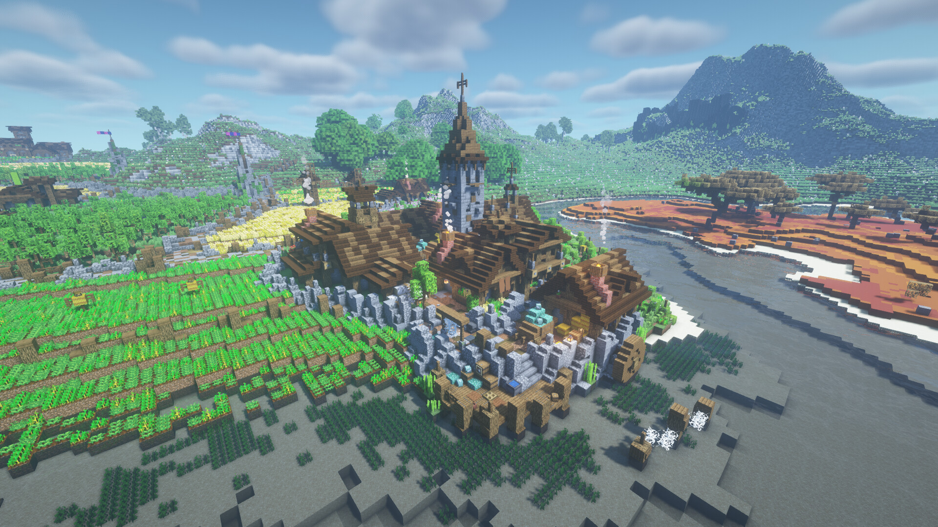 Riverton - A Medieval Village + Farmlands Minecraft Map