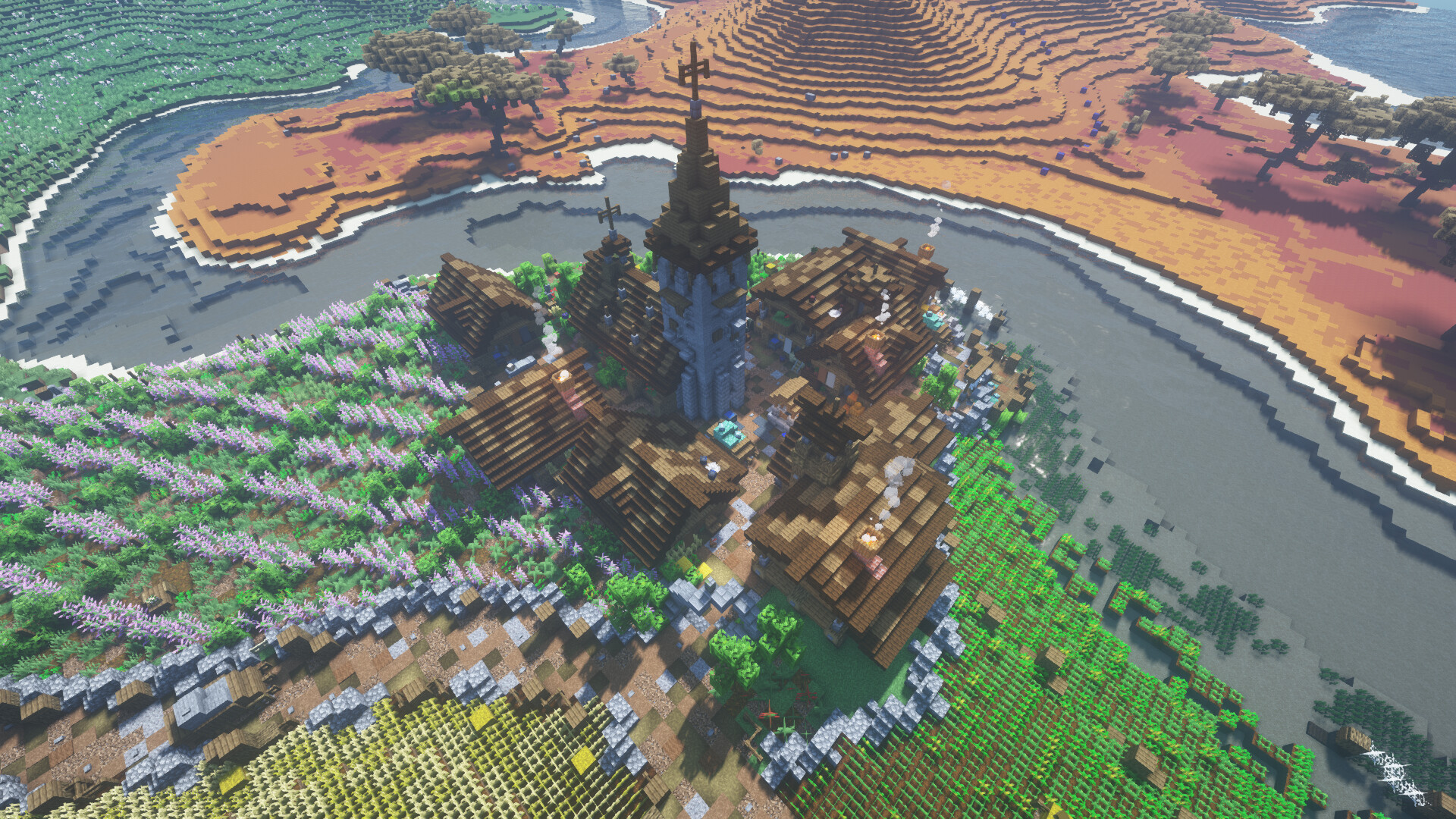 Riverton - A Medieval Village + Farmlands Minecraft Map