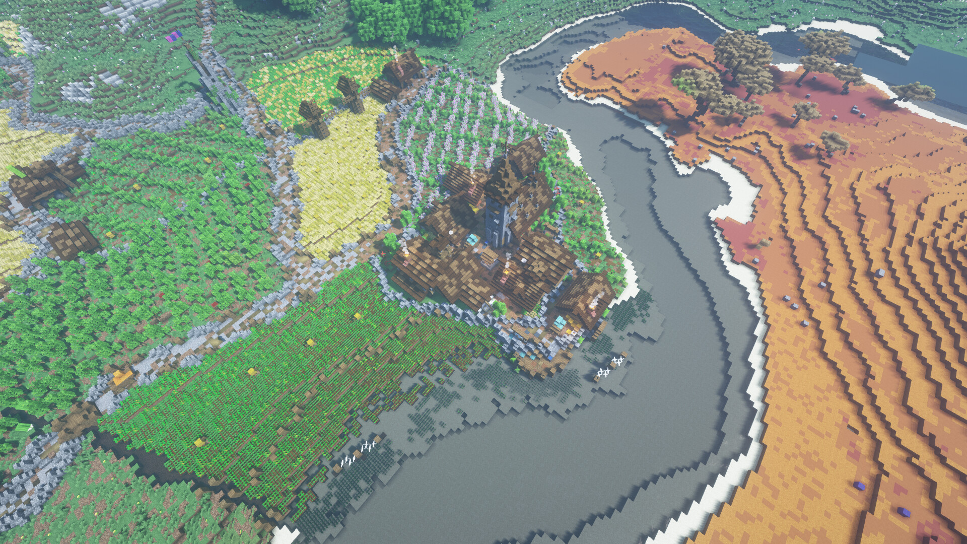 Riverton - A Medieval Village + Farmlands Minecraft Map