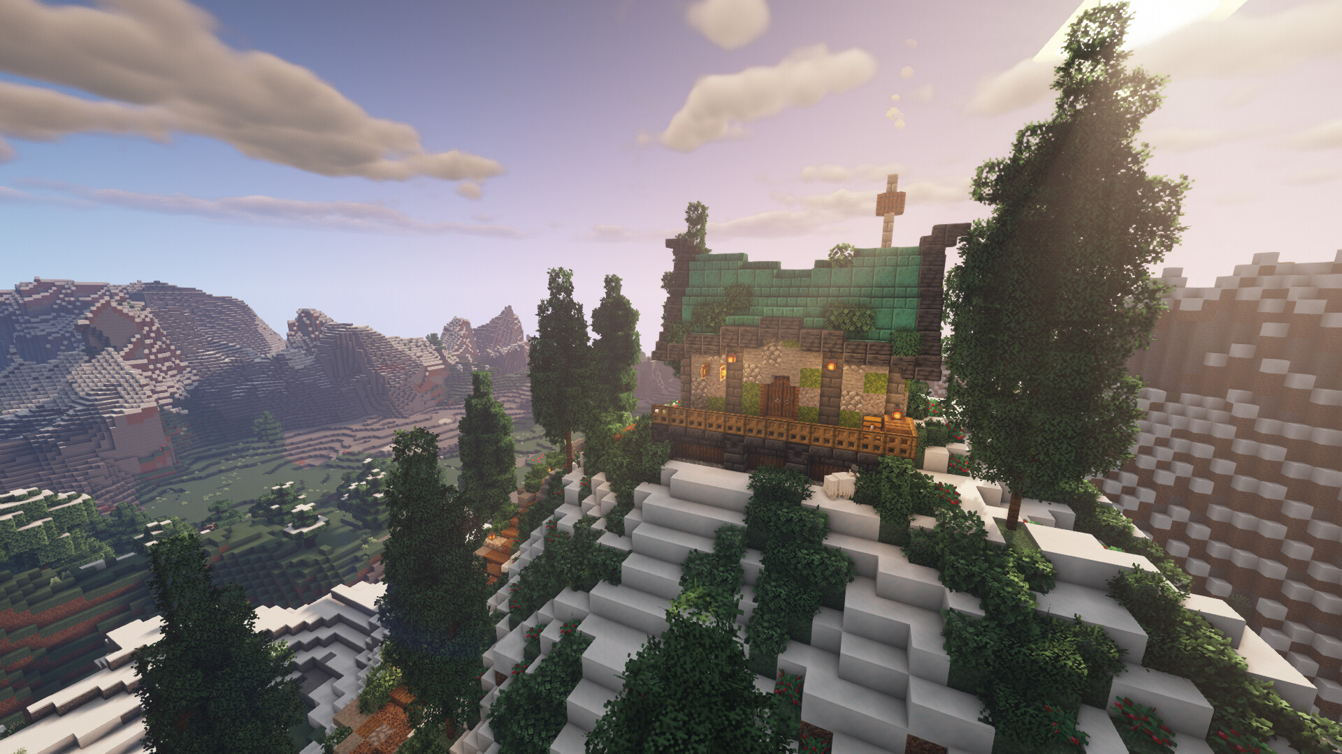 Mountain Top Base Build - Goats Cheese Farm Minecraft Map