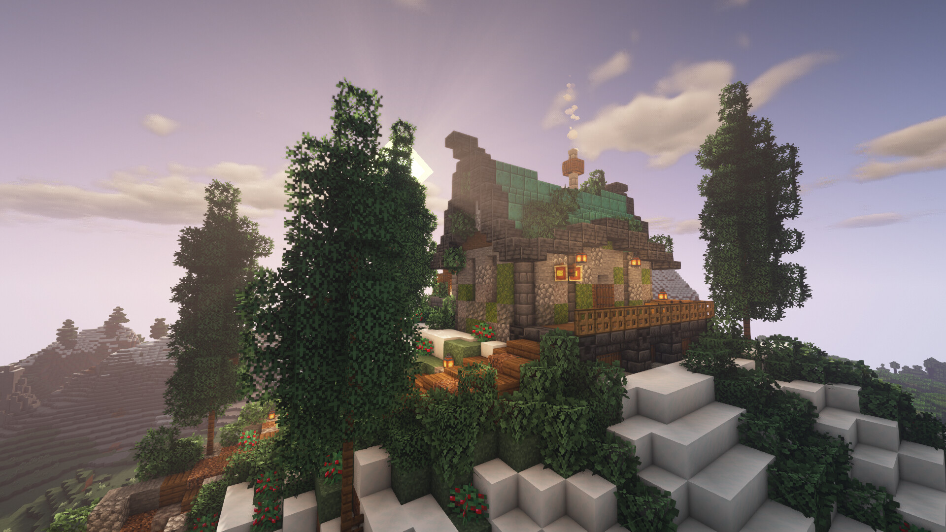 Mountain Top Base Build - Goats Cheese Farm Minecraft Map