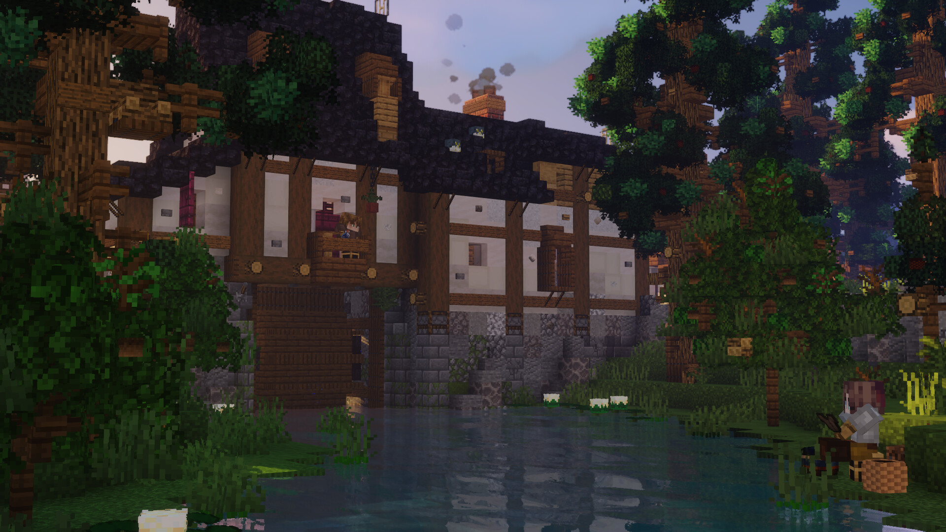 Medieval Half-Timbered Water Mill Minecraft Map