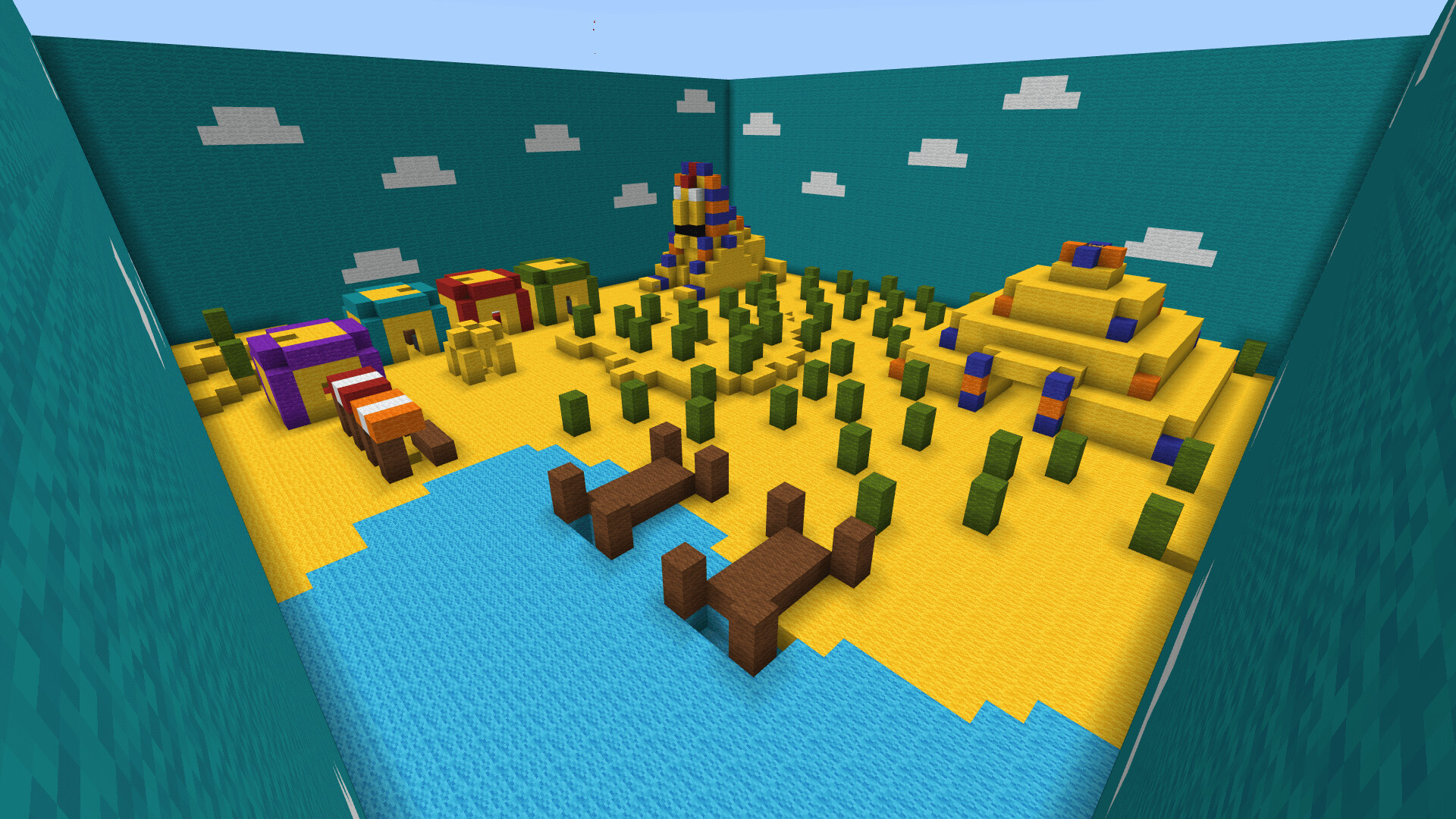 Wool World - 5 in 1 Hide & Seek Minecraft Map