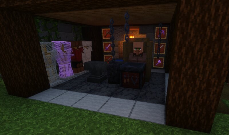 Medieval House + Blacksmith Workshop Minecraft Map