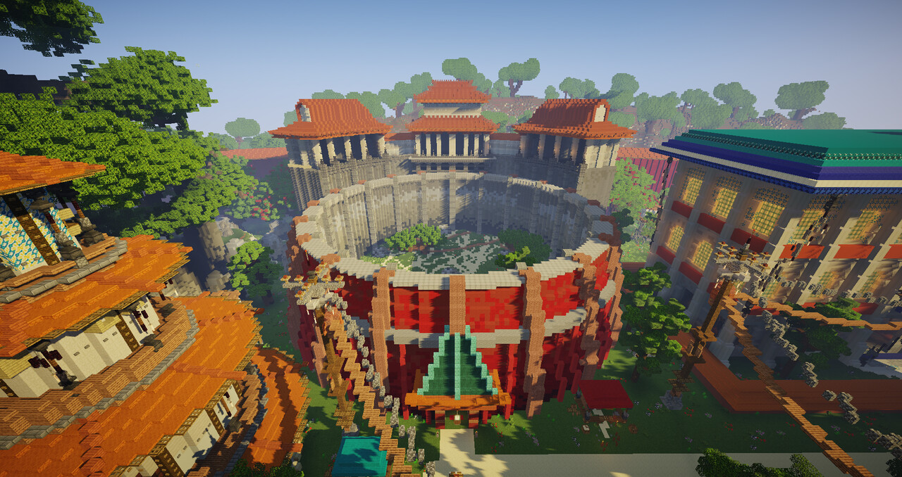 Minecraft Hidden Leaf Village Finished Building The Chunin Exam Arena,
