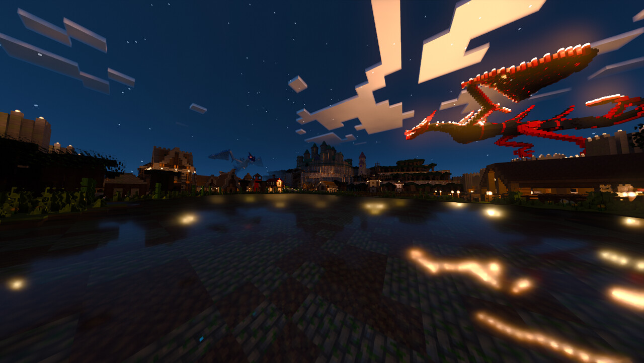 Medieval town with 2 dragons Minecraft Map