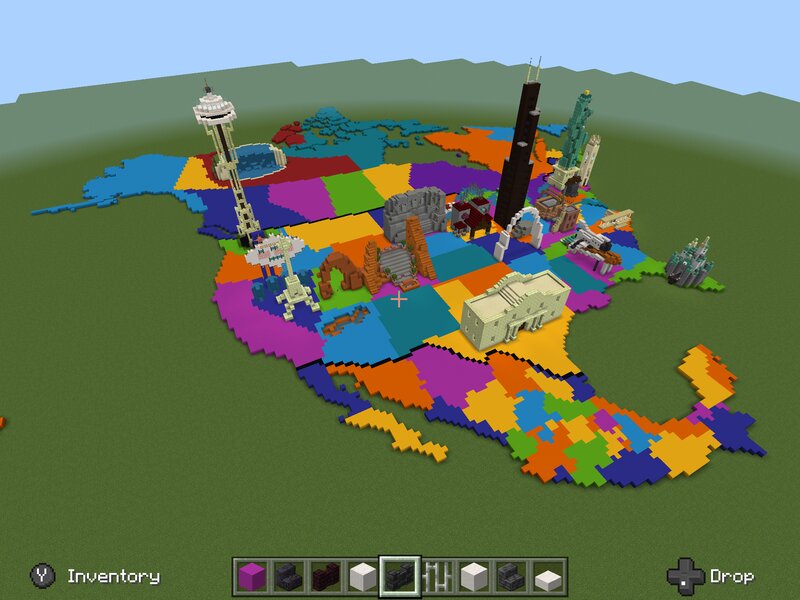 United States with little landmarks Minecraft Map