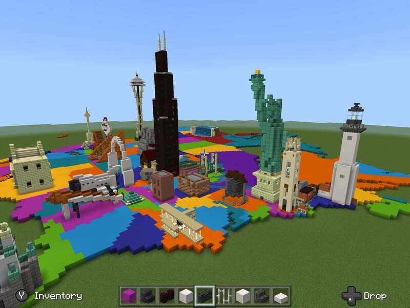 United States with little landmarks Minecraft Map