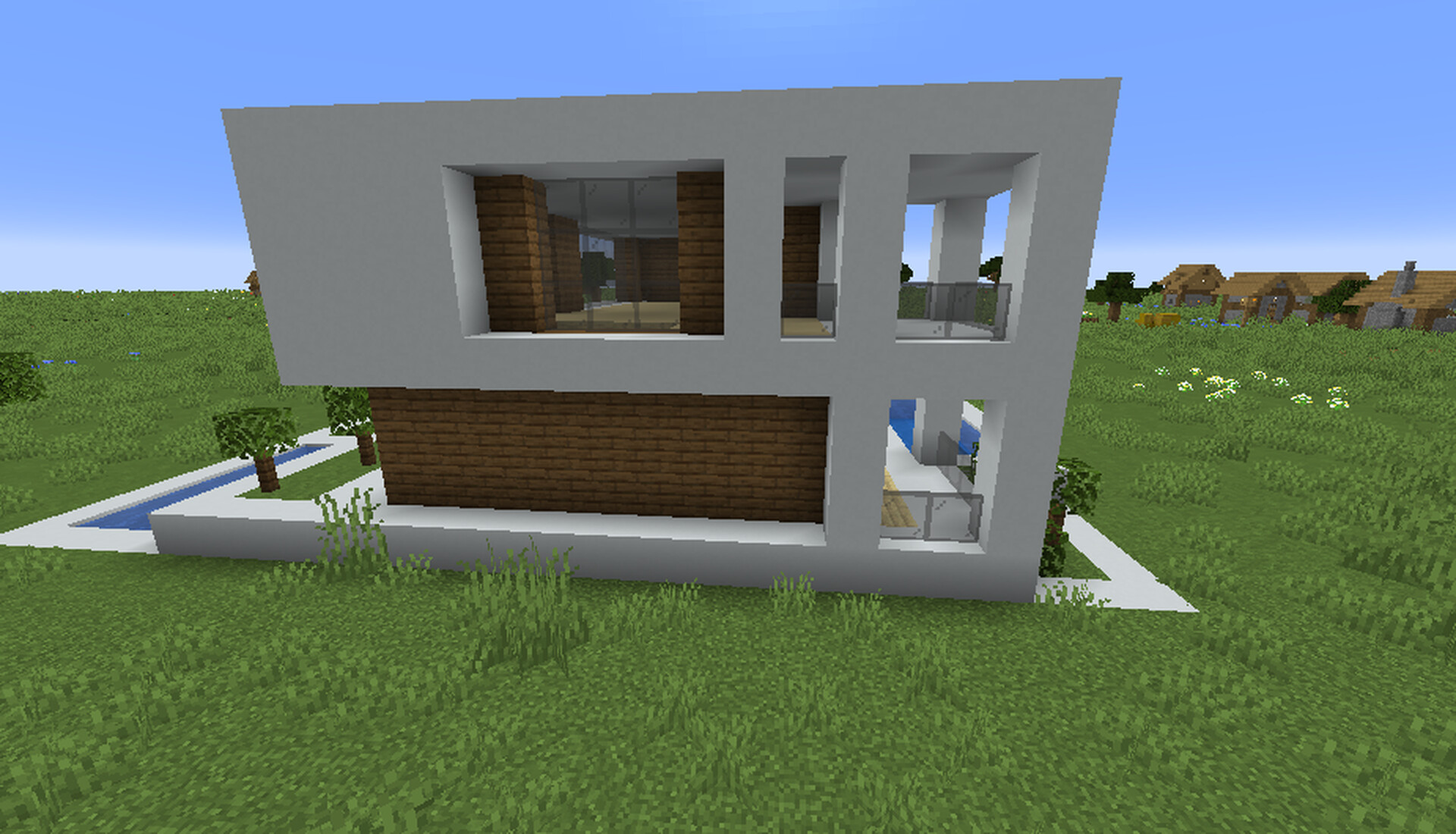 MODERN HOUSE WITH 3 POOLS! (Not Finished) Minecraft Map