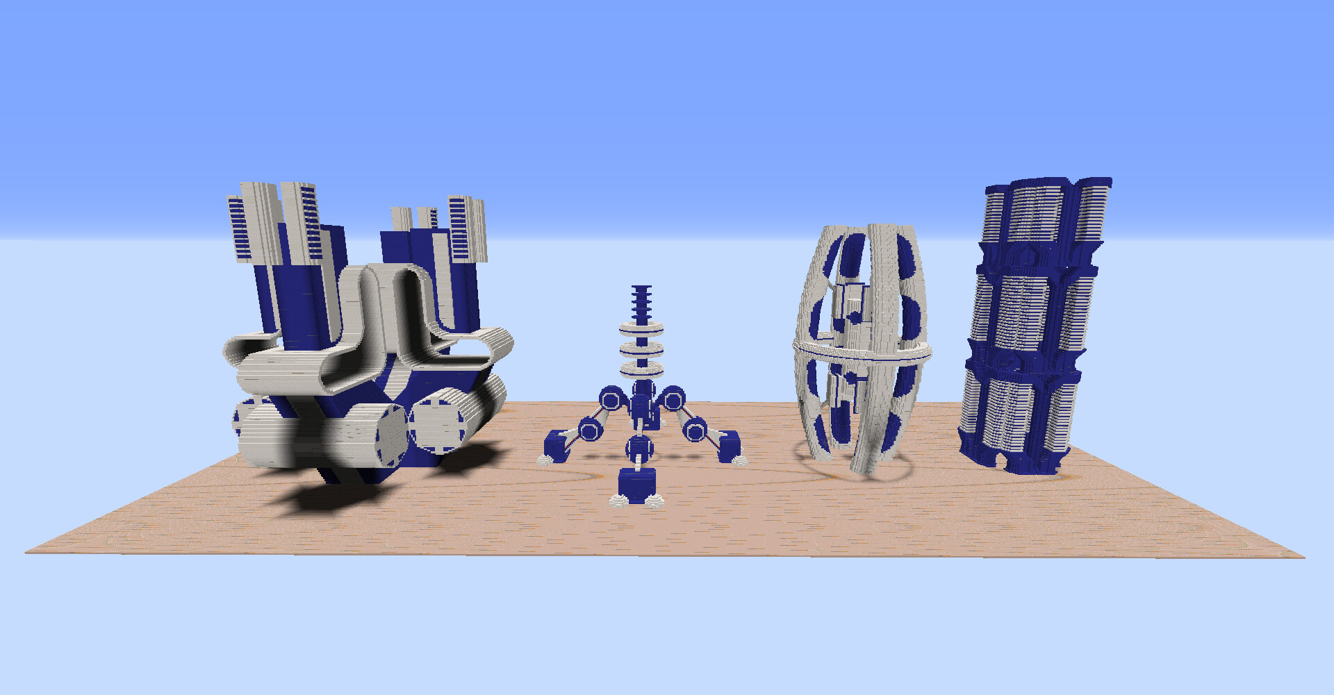 White and blue Minecraft Map