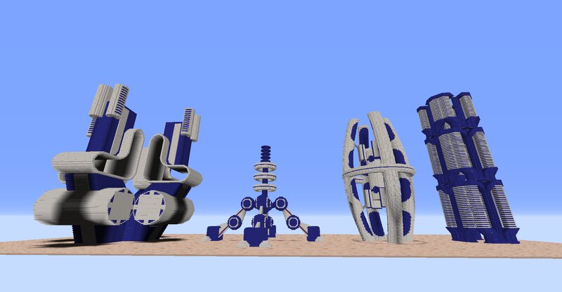 White and blue Minecraft Map