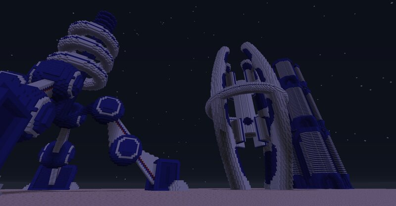 White and blue Minecraft Map