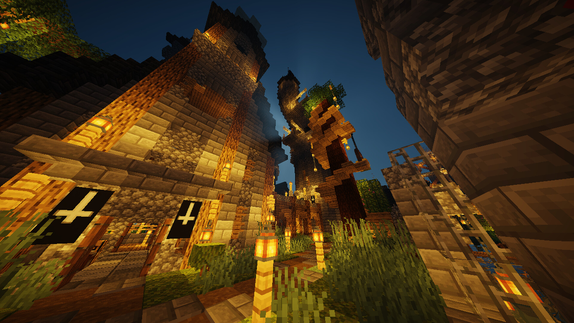 Badass Massive SteamPunk Castle (Survival Base) With Village Minecraft Map