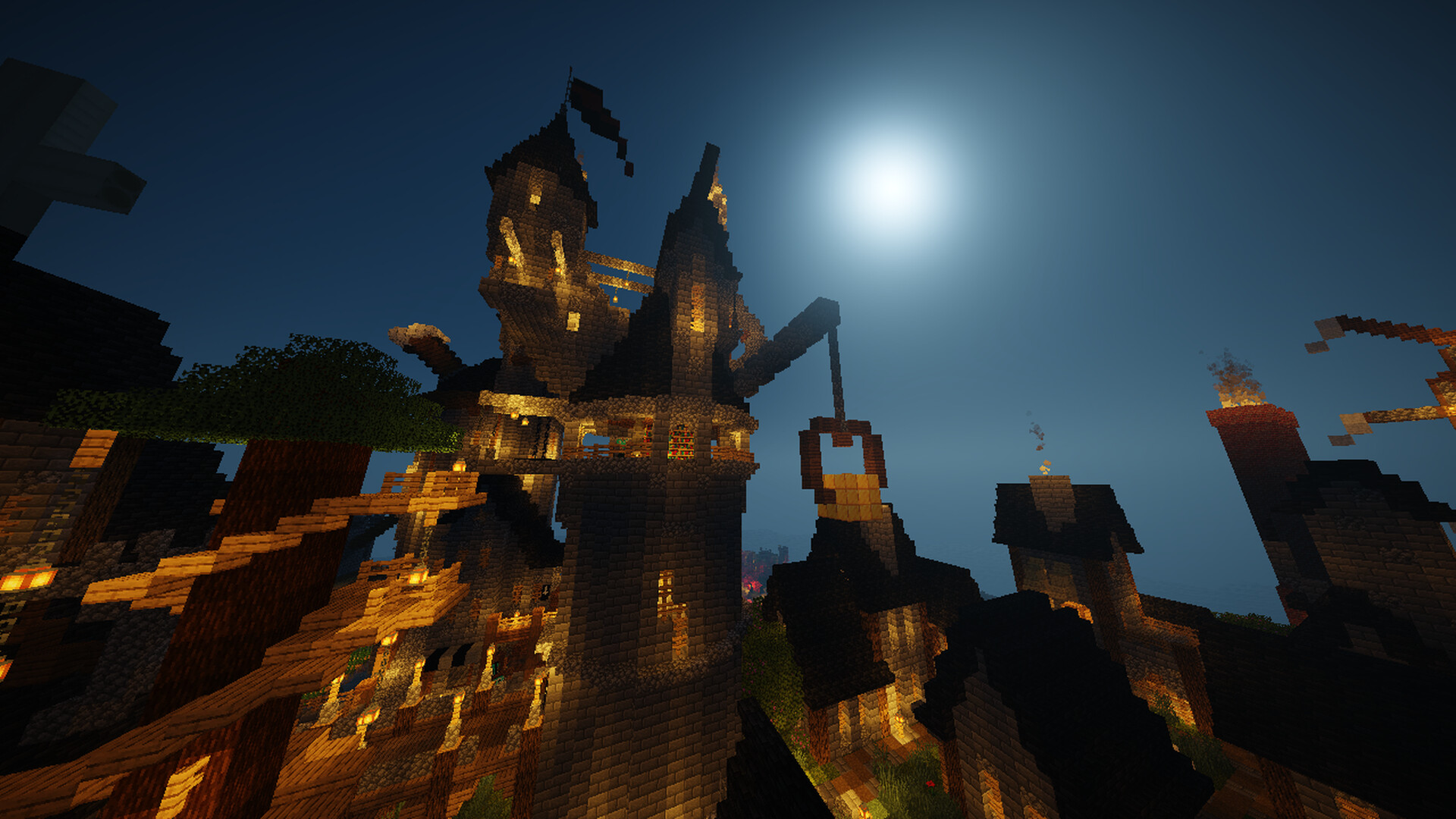 Badass Massive SteamPunk Castle (Survival Base) With Village Minecraft Map
