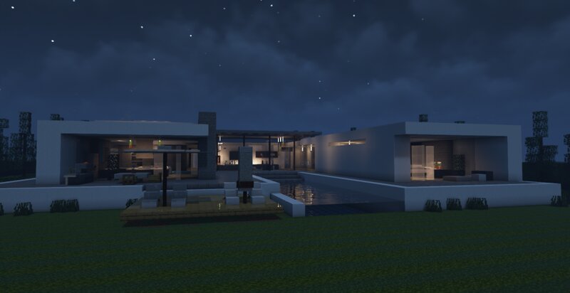 Single-Story Open Plan Modern House Minecraft Map