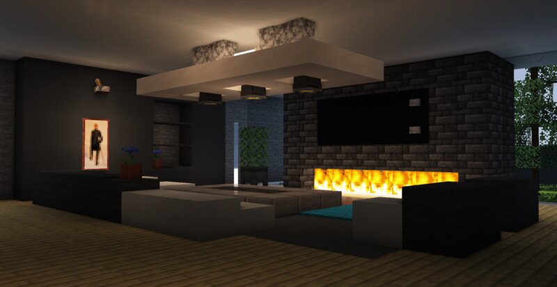 Single-Story Open Plan Modern House Minecraft Map